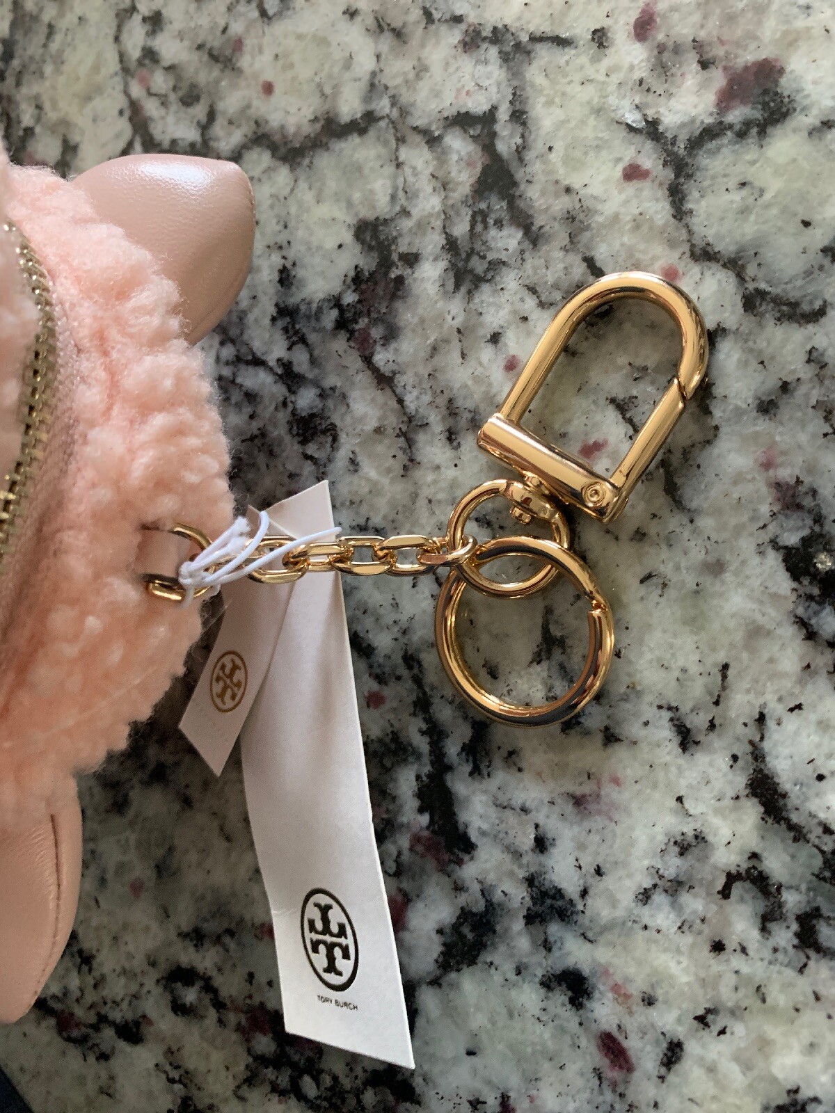 Tory Burch Shearling Pig Pom Key Fob & Pouch With ZIPPER for sale ...