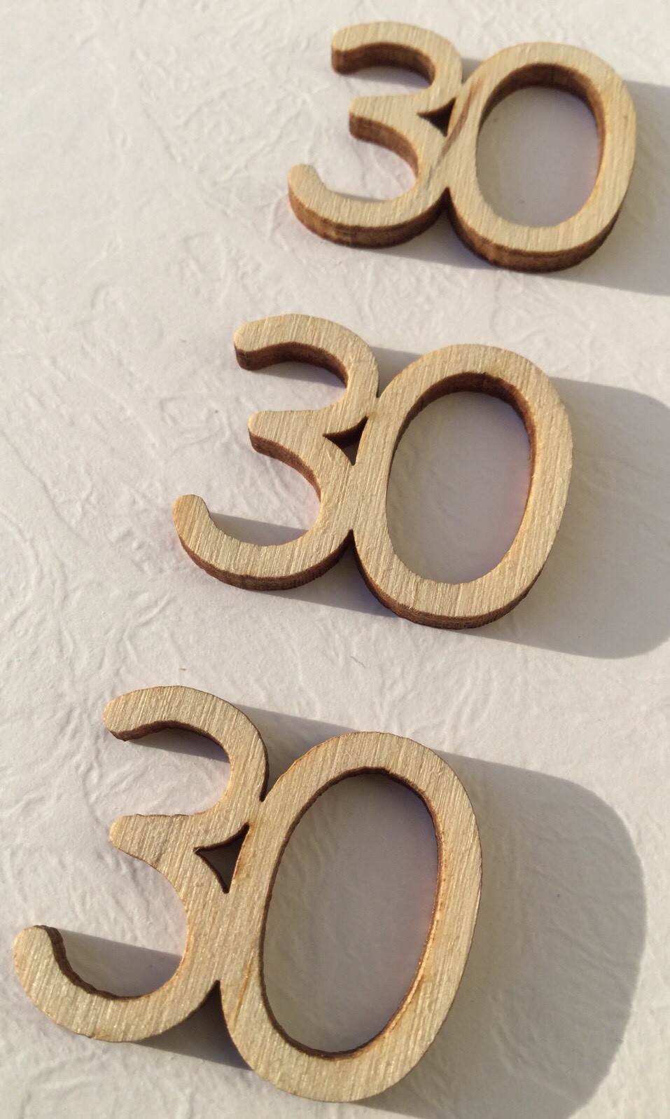 3x Zahl 30 Holzzahlen Ziffer Kartengestaltung Basteln Scrapbooking ...