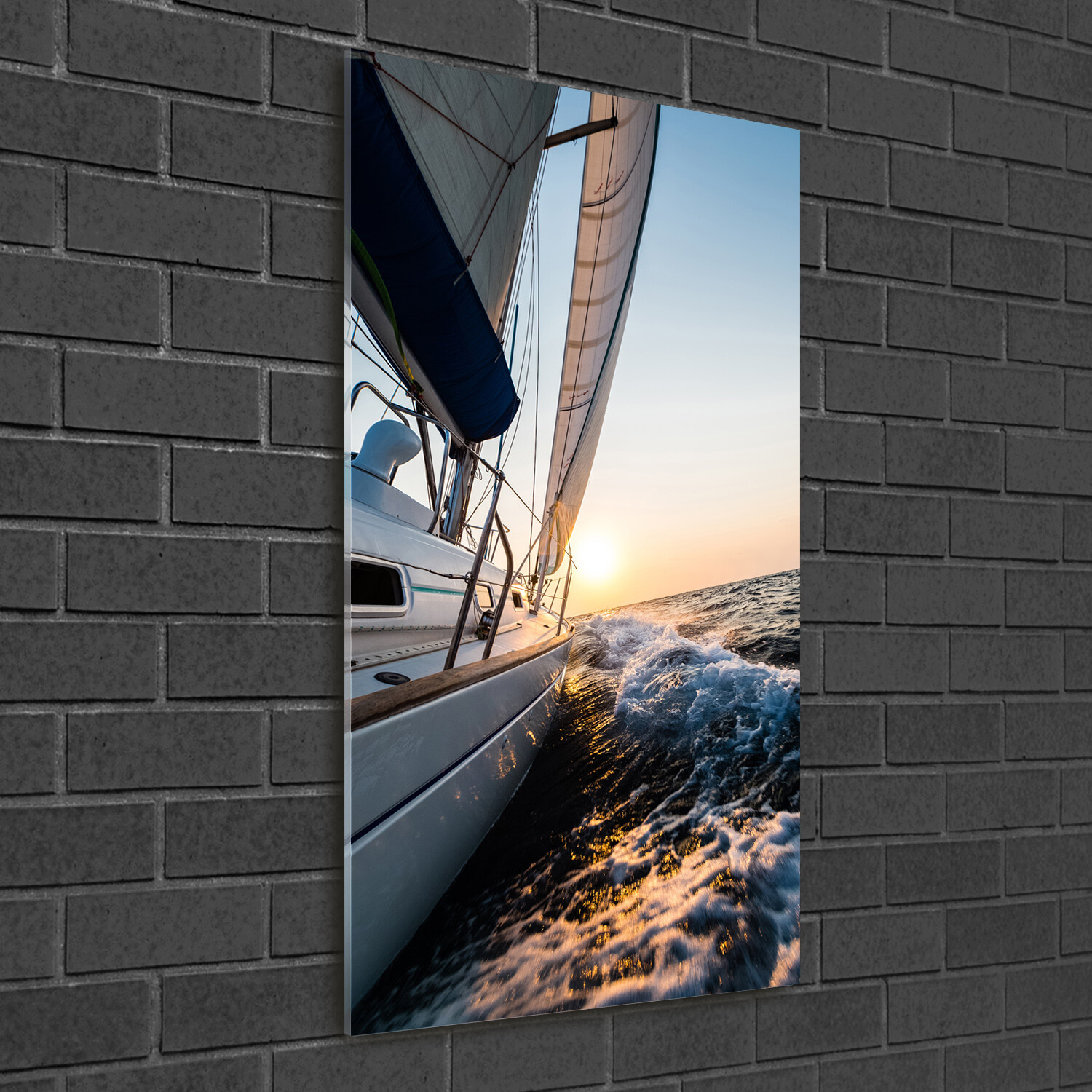 Wand-Bild Kunstdruck aus Acryl-Glas Hochformat 50x100 Segelboot Meer ...