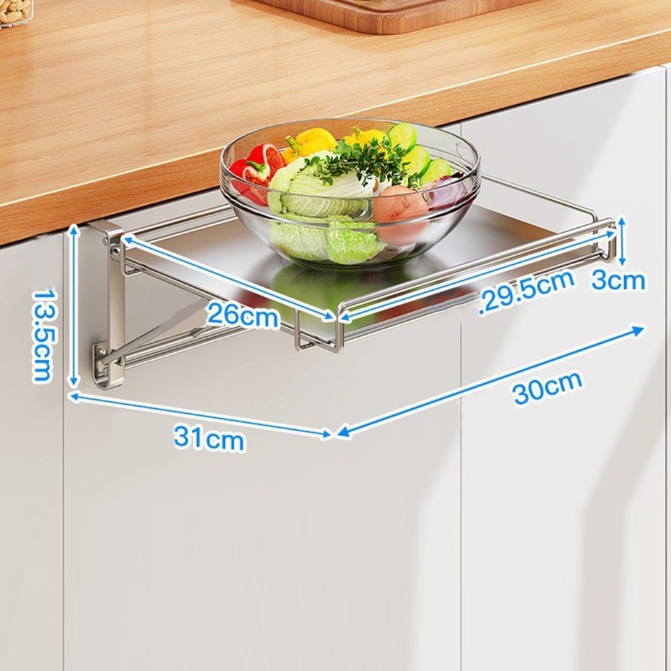 Stainless Steel Kitchen Organizer with Foldable Hooks Easy Installation ...