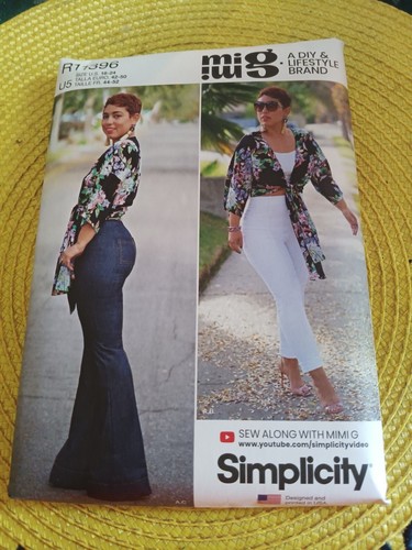 Simplicity R11396 High Waist Skinny Pant or Bell Bottoms, Tie Top Sz 16 ...