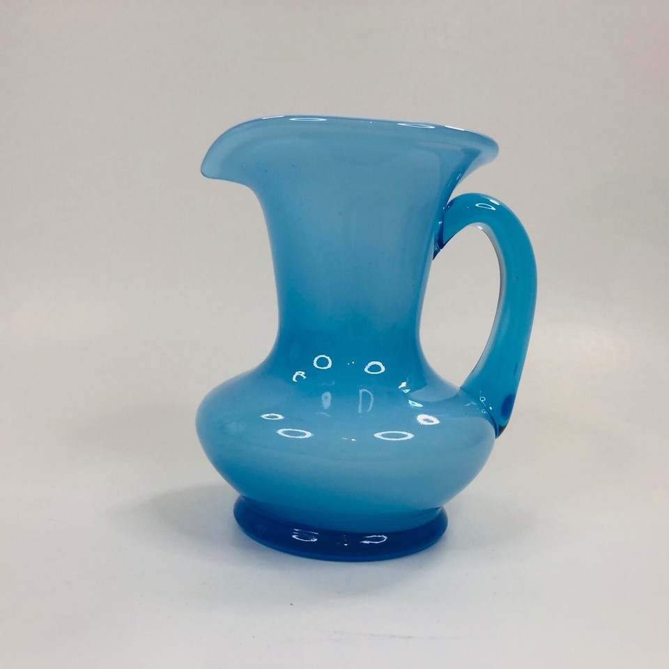 Kanawha Art Glass Mini Pitcher Peachblow Blue Sapphire Cased White 1960 ...