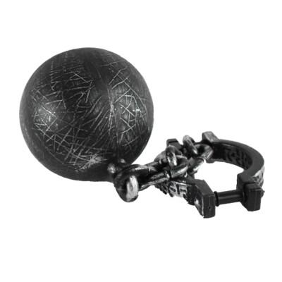 Jumbo Ball & Chain Prop w/ Ankle Wrist Cuff Halloween Bachelor Wedding ...