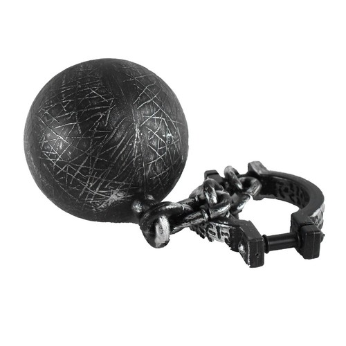 Jumbo Ball & Chain Prop w/ Ankle Wrist Cuff Halloween Bachelor Wedding ...