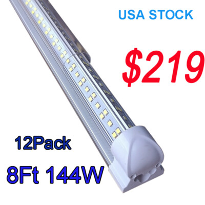12Pack 8 Foot Led Shop Lights Fixture 144W T8 8Ft Integrated Led Tube ...