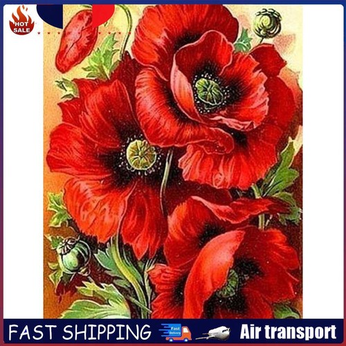 # Broderie complète coquelicot imprimé point de croix 11CT 3 brins coton artisan | eBay