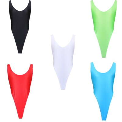 One-piece Women's Gymnastics Work Out Swimsuit Leotard High Cut Thong ...
