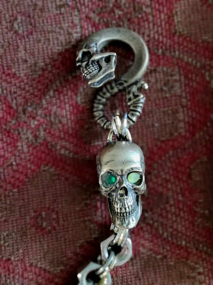 Biker Trucker Punk Skull Steel Hex Nut And Copper Wallet Chain Handmade ...