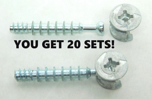 20 Sets! Connector Furniture Side Cam Fittings W/ 1-3/4" Threaded ...