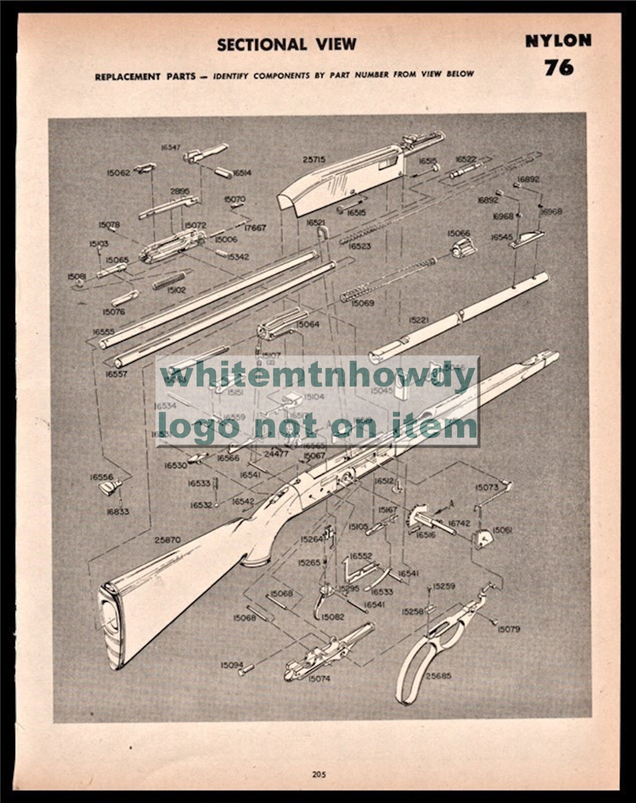 1964 REMINGTON Nylon 76 2-pg Schematic Exploded Parts List | eBay