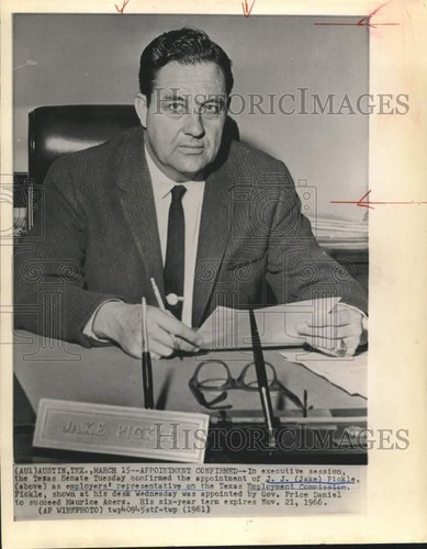 1961 Press Photo J.J. Pickle confirmed as Texas Employment Commission ...