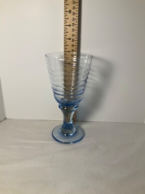 Light blue glass ribbed goblet 7” | eBay
