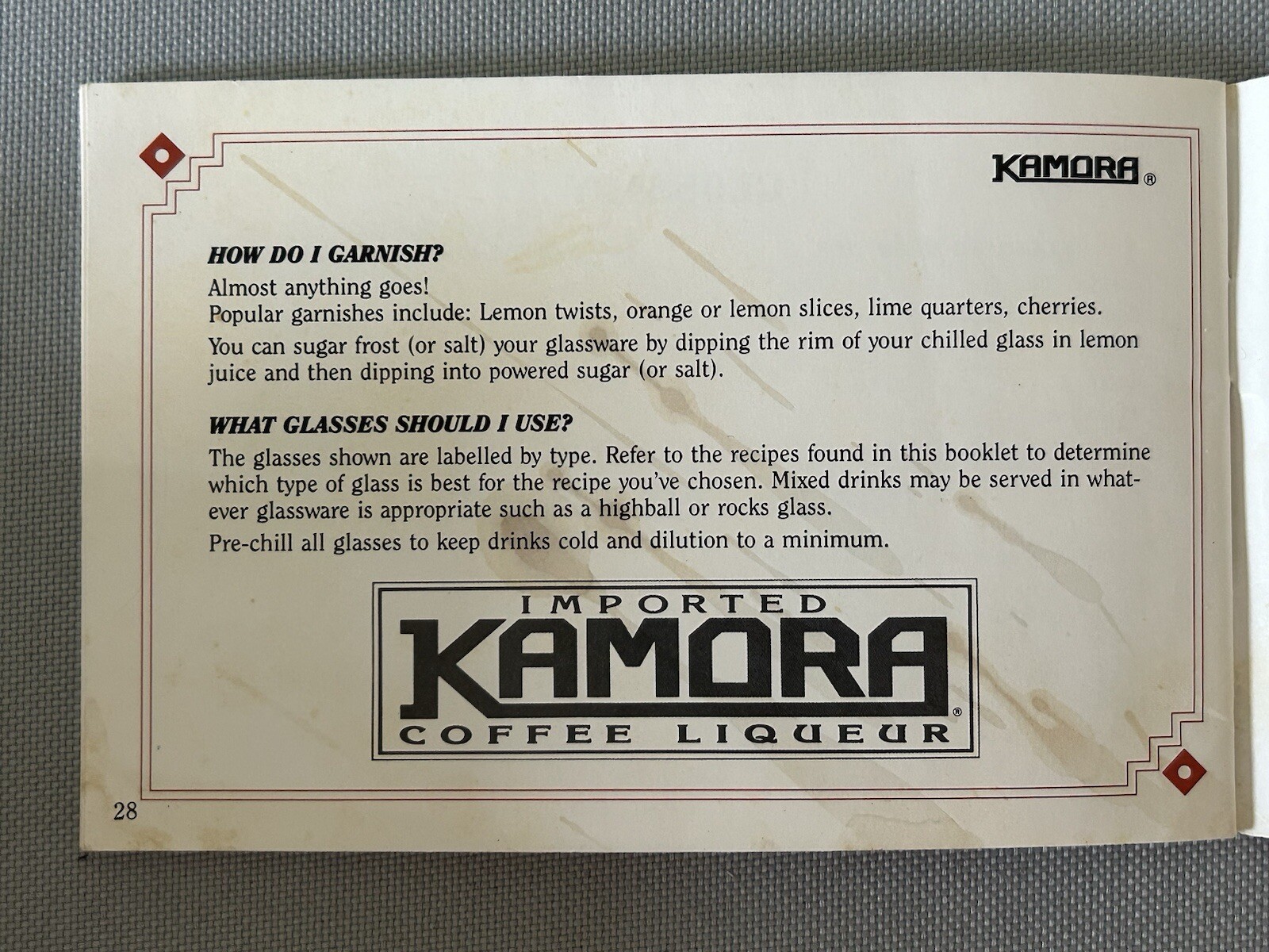 Vintage Kamora Imported Coffee Liqueur Drink Recipe Booklet Jim Beam Co ...