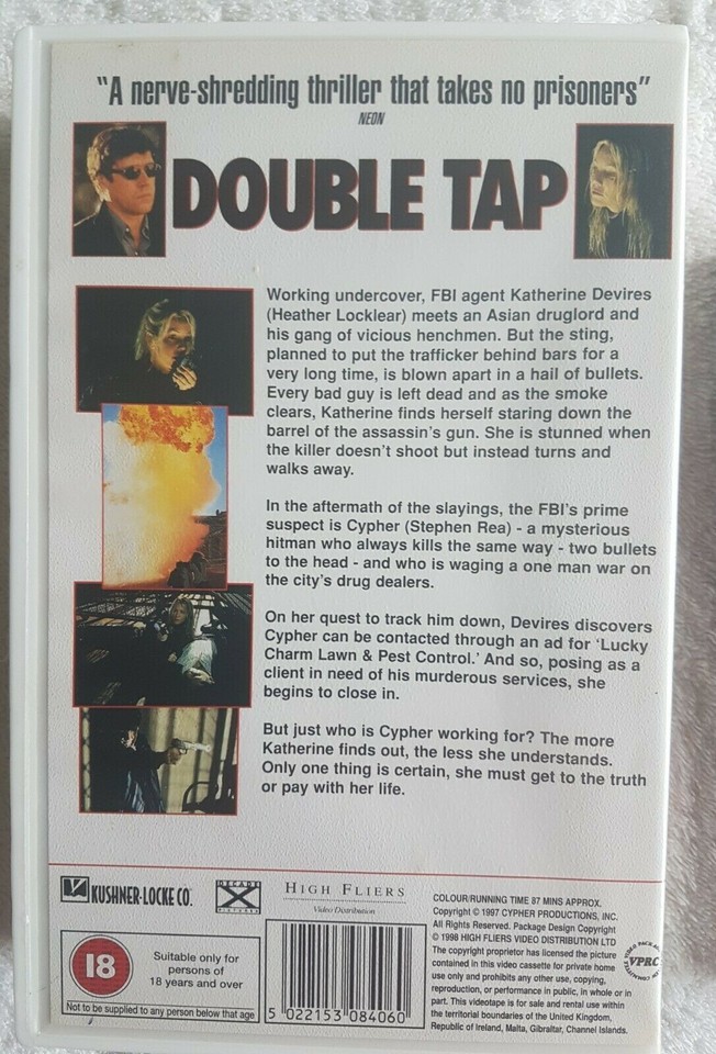 DOUBLE TAP (VHS) BIG BOX - Heather Locklear + Stephen Rea + Terrence ...