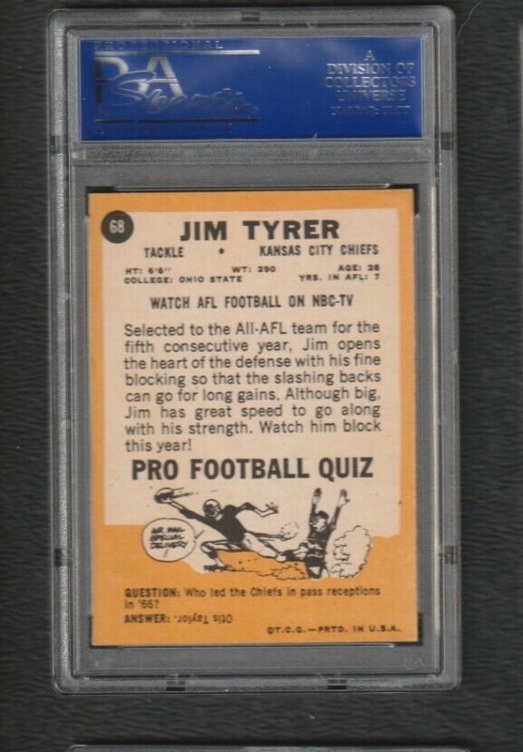 1967 Topps Football # 68 Jim Tyler PSA 7 Chiefs Sharp Card ! Clean Case ...