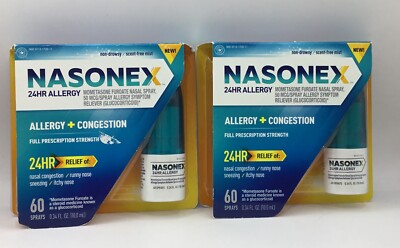 Nasonex 24HR Non Drowsy Allergy Nasal Congestion Relief 60x2=120 Sprays ...