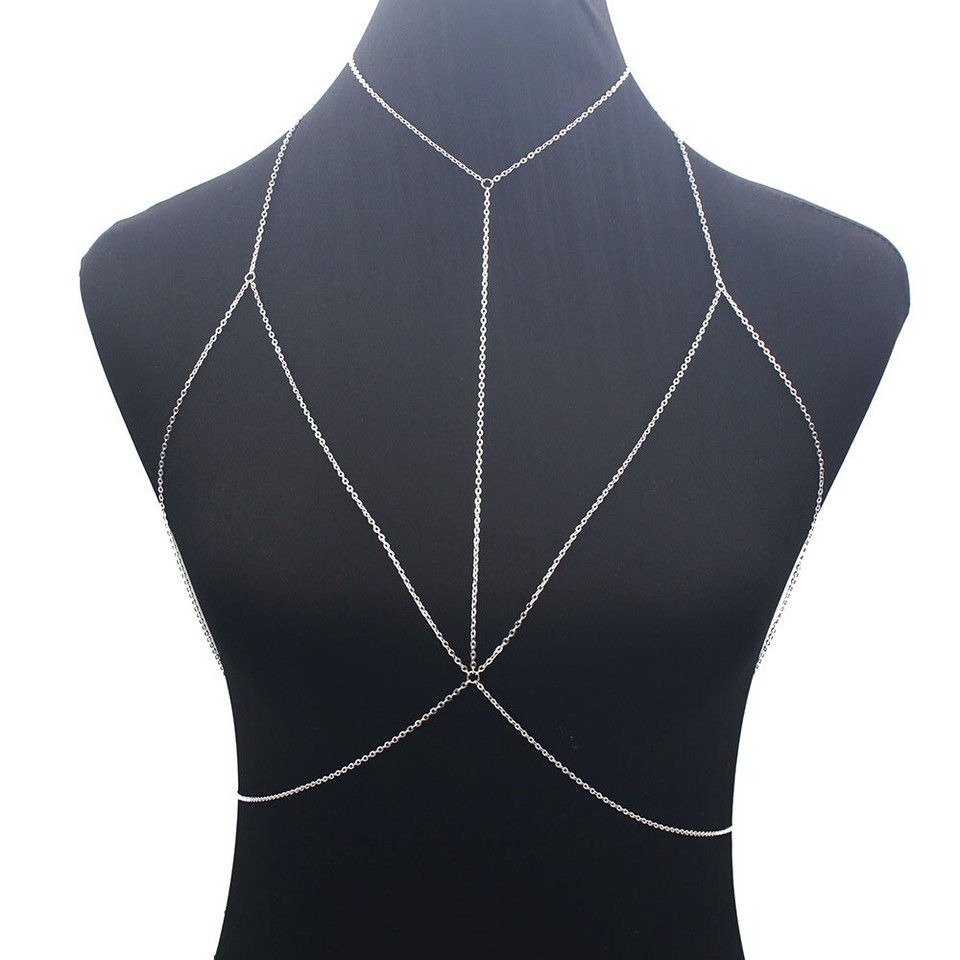 Women's Body Chain Necklace Rave Punk Bralette Club Chest Harness Body ...