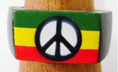 Rasta Reggae Peace Sign Wood Ring | eBay