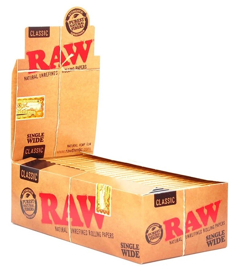 1 x Box Raw Classic Natural Unrefined Rolling Papers ( 50 Booklets in ...