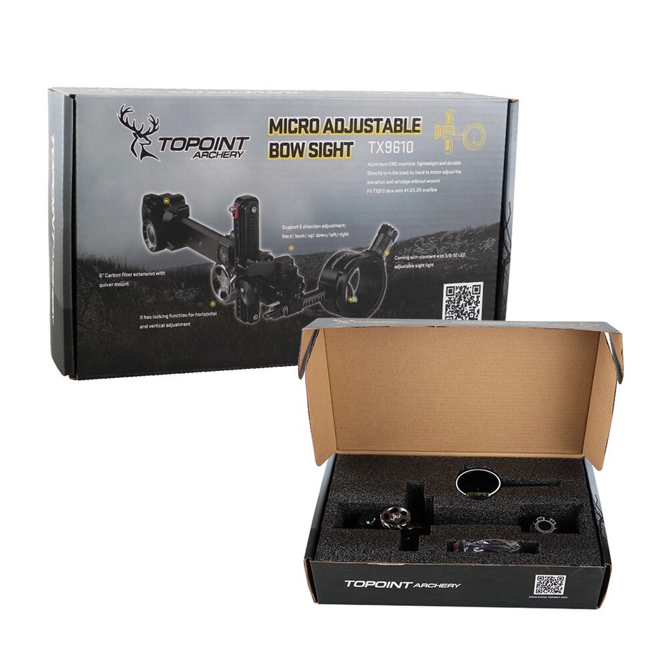 1 Pin Compound Bow Sight Carbon 4X 6X 8X Lens 0.019" Adjustable Archery ...