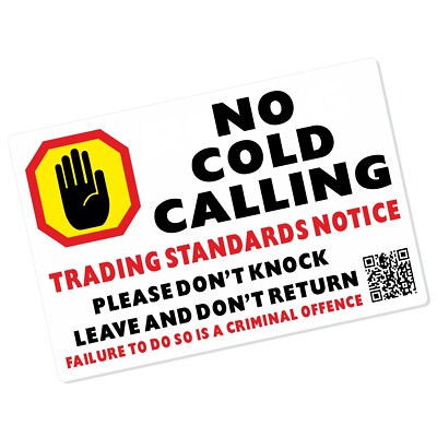 No Cold Calling Sign Salesman Callers Door Safety Warning House ...