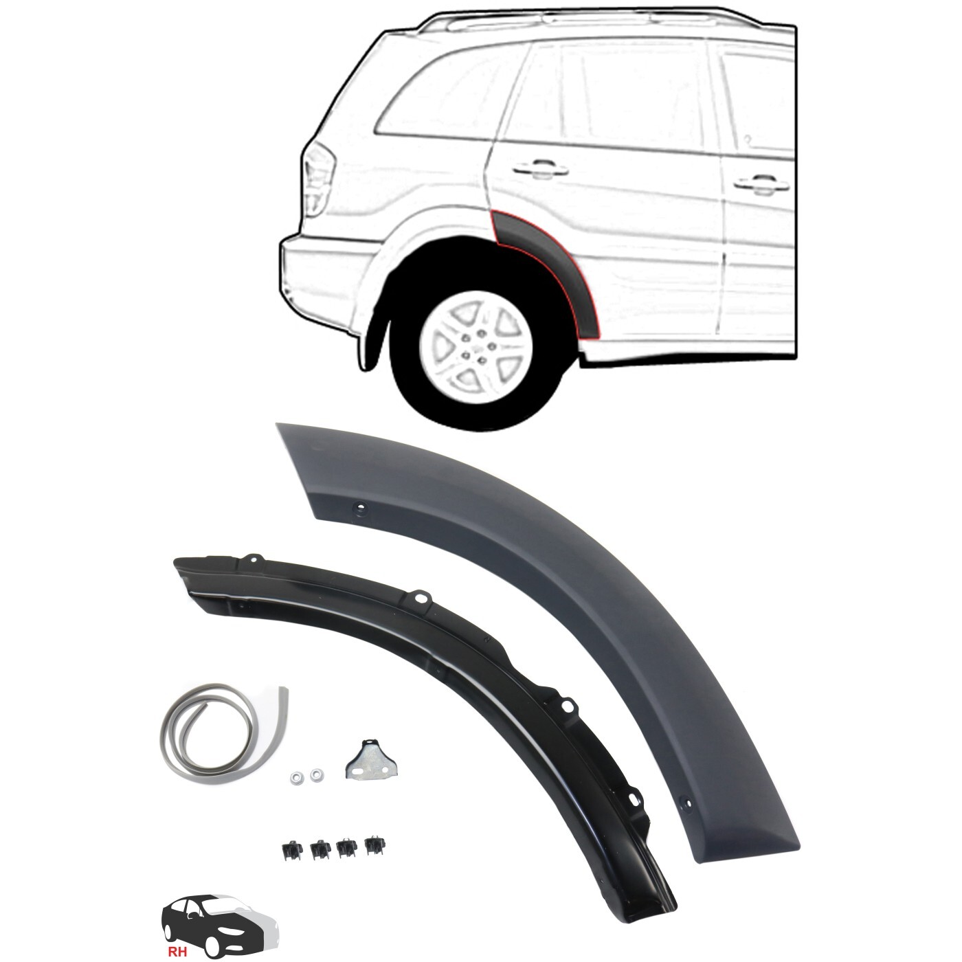 Fender Flare Primed Rear Passenger Side Front Section For 2001-2005 ...