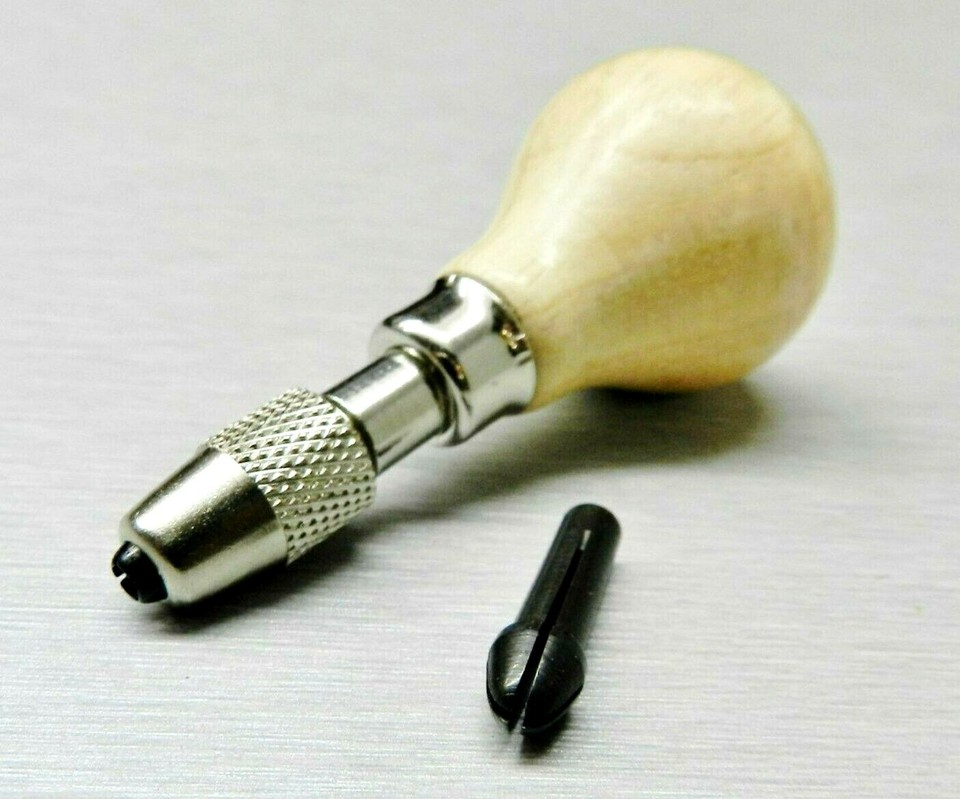 Hand Chuck Wooden Pear Wood Handle Pin Vise Tool 2 Steel Collets Hold 0 ...