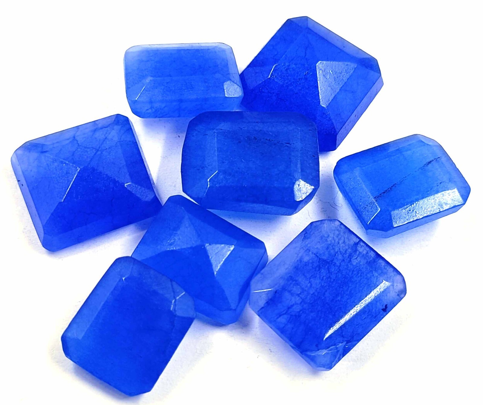 LAB CREATED BLUE QUARTZ OPAQUE 100 CT REAL EMERALD CUT FACETED LOOSE ...