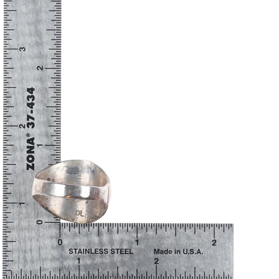 sz11.5 Vintage DL Navajo sterling silver spiderweb turquoise men's ring ...