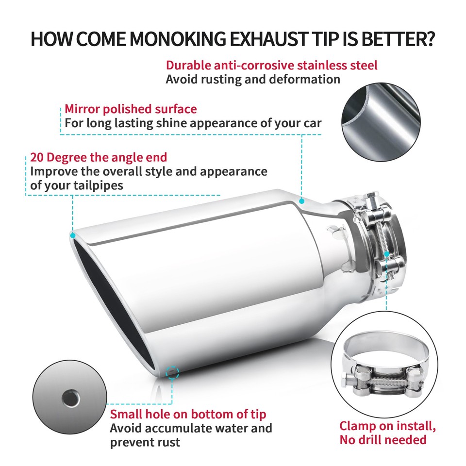 4in Inlet 6in Outlet 12in Long Exhaust Tip Rear Pipe Rolled Edge ...