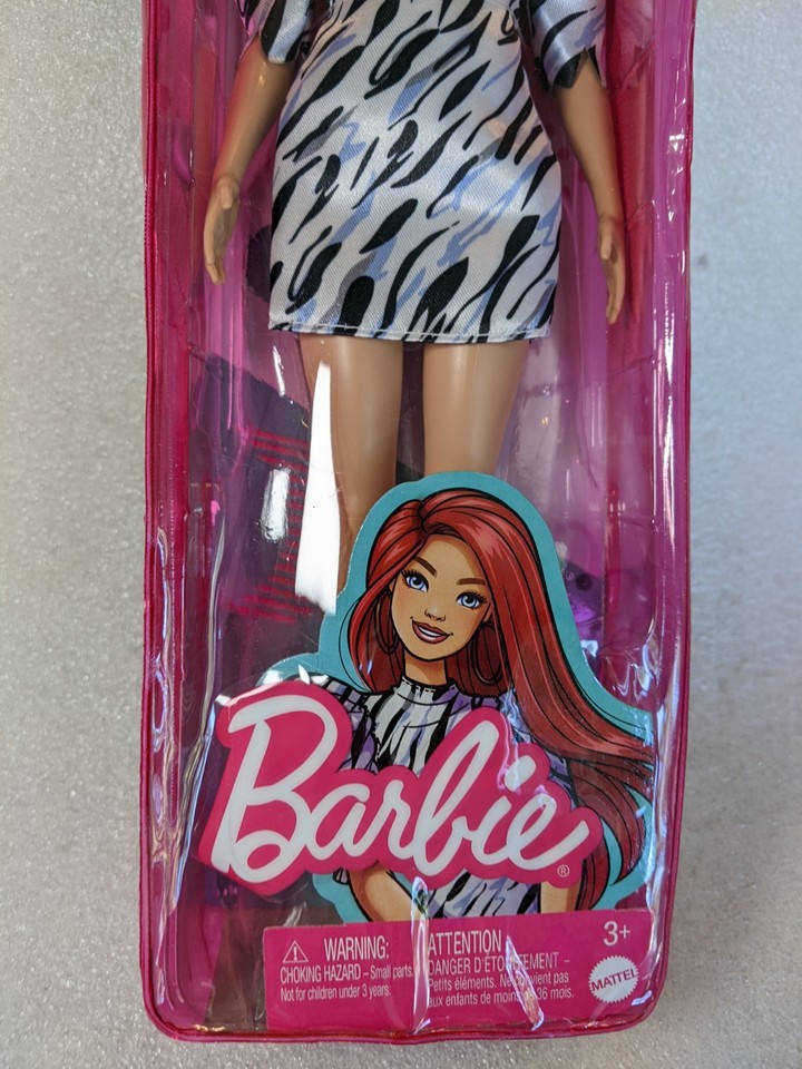 BARBIE Fashionistas #168 Doll Red Hair Zebra Dress Neysa Face Muscular ...