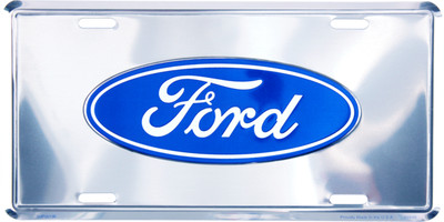 Ford Logo Super Stock Metal License Pate Silver Trucks Car Man Cave Tag ...