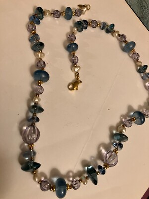 VINTAGE ESTATE signed lc for liz claiborne blue bead necklace | eBay