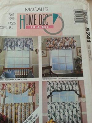 McCalls Sewing Pattern 5741 Home Decorating In-A-Sec Window Toppers ...