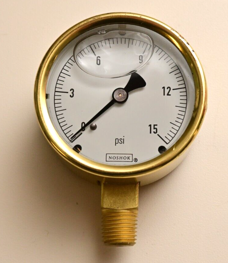 NOSHOK 15psi Gauge Brass Oil-Filled Shock Gauge | eBay