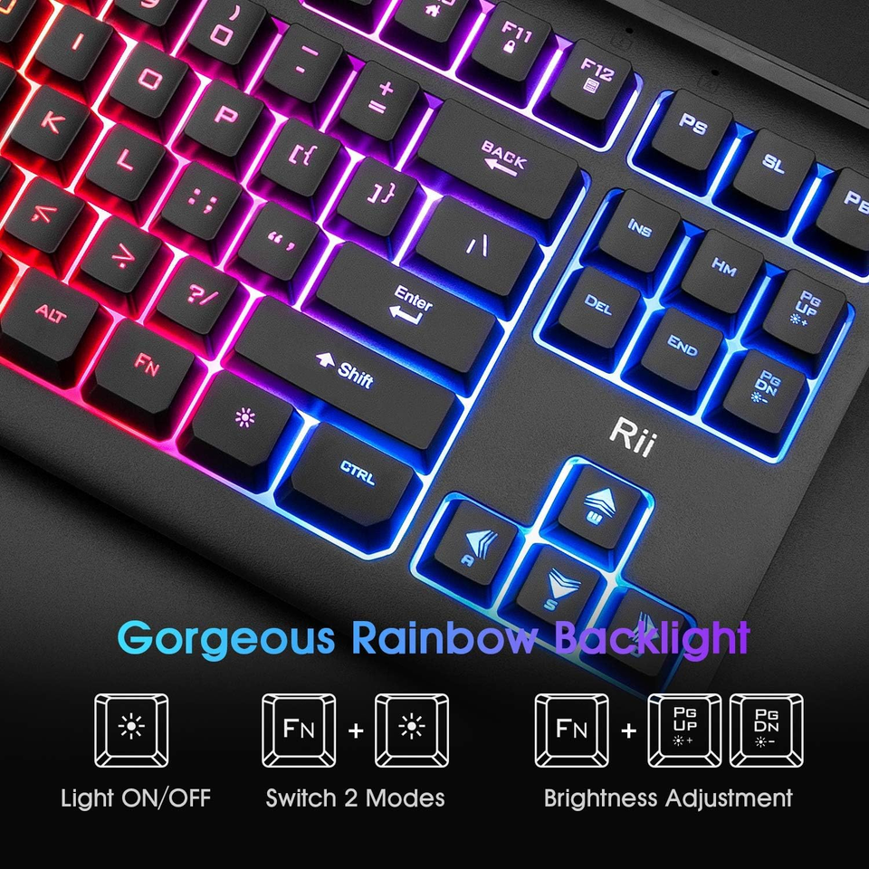 Wired Computer Keyboard with 87 Light Up Keys Silent Keystroke USB RGB ...