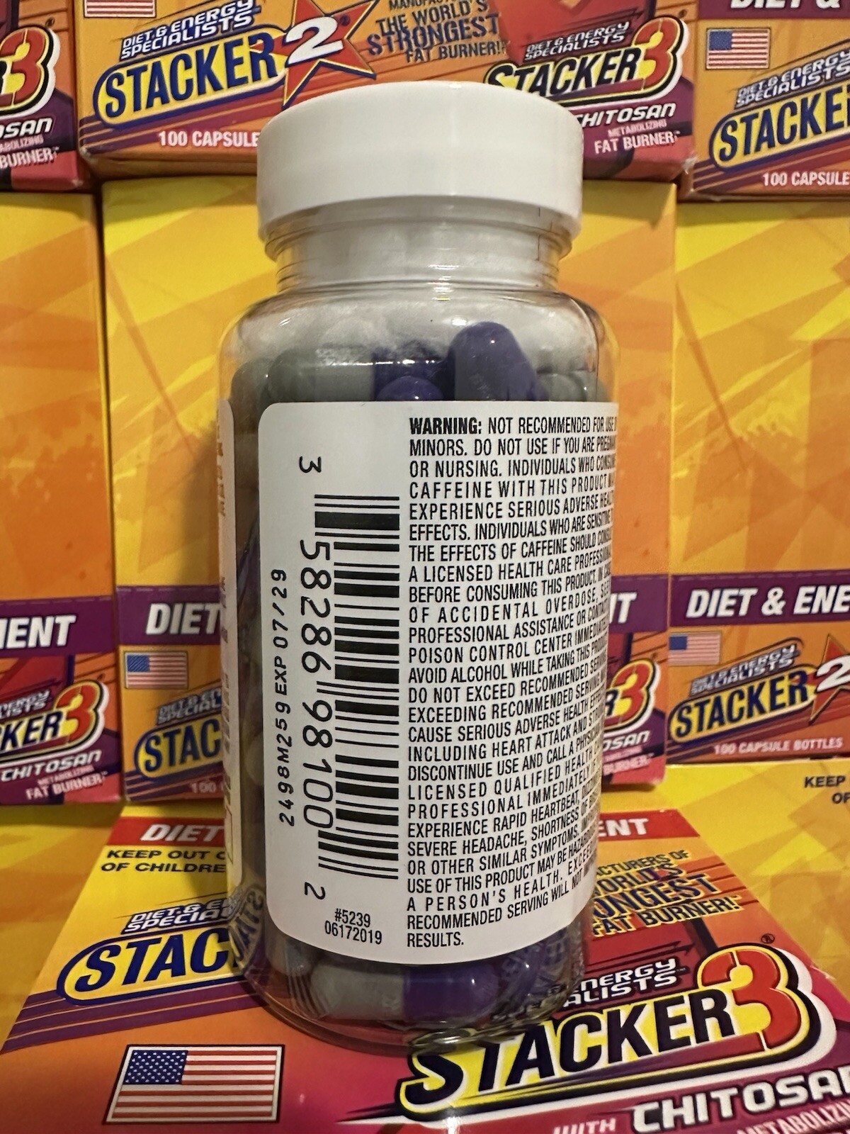 Stacker 3 - 100ct Dietary Supplement & Fat Burner & Weight Loss *Exp 07 ...