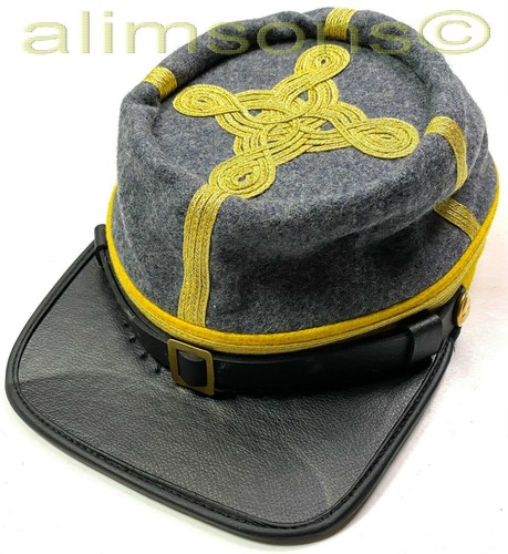 CIVIL WAR CONFEDERATE CSA GENERAL CAVALRY OFFICER KEPI FORAGE CAP-ALL ...