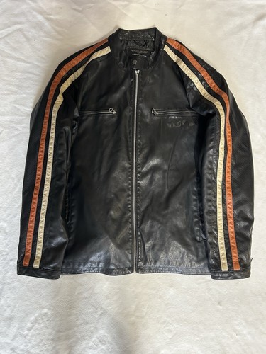Wilson’s Cycle Leather Jacket Adult 3XL Motorcycle Zip Pockets Stripes ...
