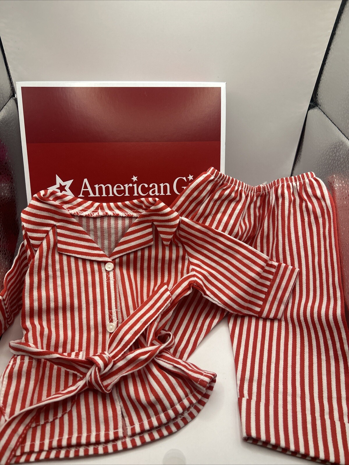 American Girl Molly red & white Striped Pajamas Retired | eBay