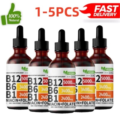 Vitamin B12 and B6 Liquid Drops, B12 Sublingual B Complex - B12 5000mcg ...