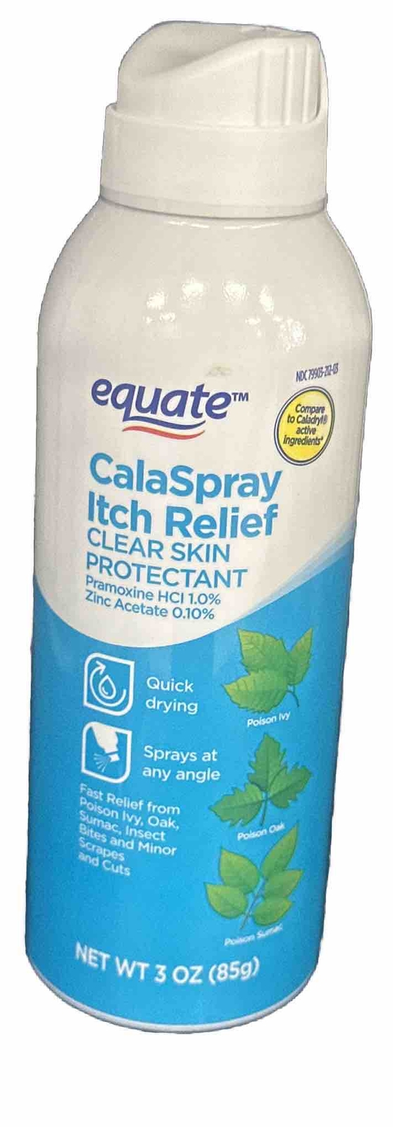 Equate No-Rub Calamine Plus Spray 3oz Heat Rash Insect Bites Chickenpox ...