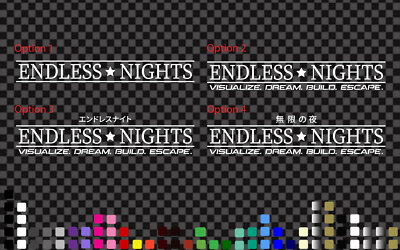 Endless Nights Decal Sticker Windscreen Windshield Motivation Dream ...