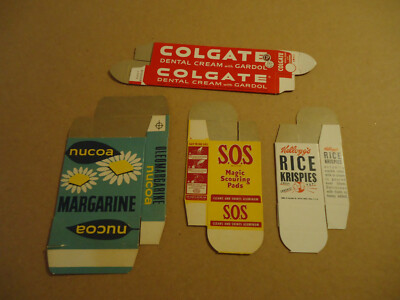 Mini Packaging boxes Colgate toothpaste Nucoa SOS pads Kellogs Rice ...