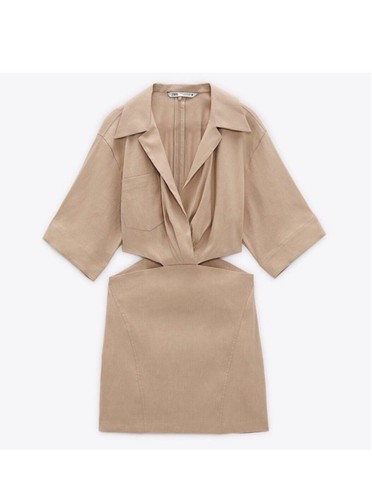 NWT Zara Sand Color Cut-out Mini Dress in Size Medium | eBay