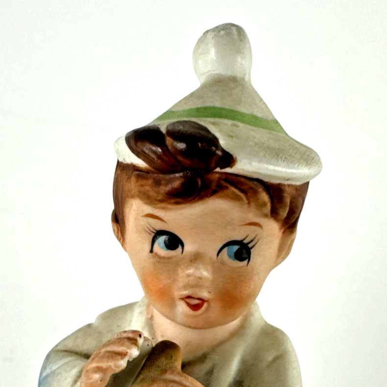 Vintage Porcelain Boy W/ Flute And Puppy Dog Figurine Matte 5" Made In ...