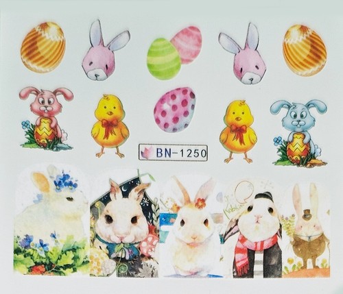 Nail Art Water Decal Transfer BN-1250 Easter Bunnies and eggs Sticker ...