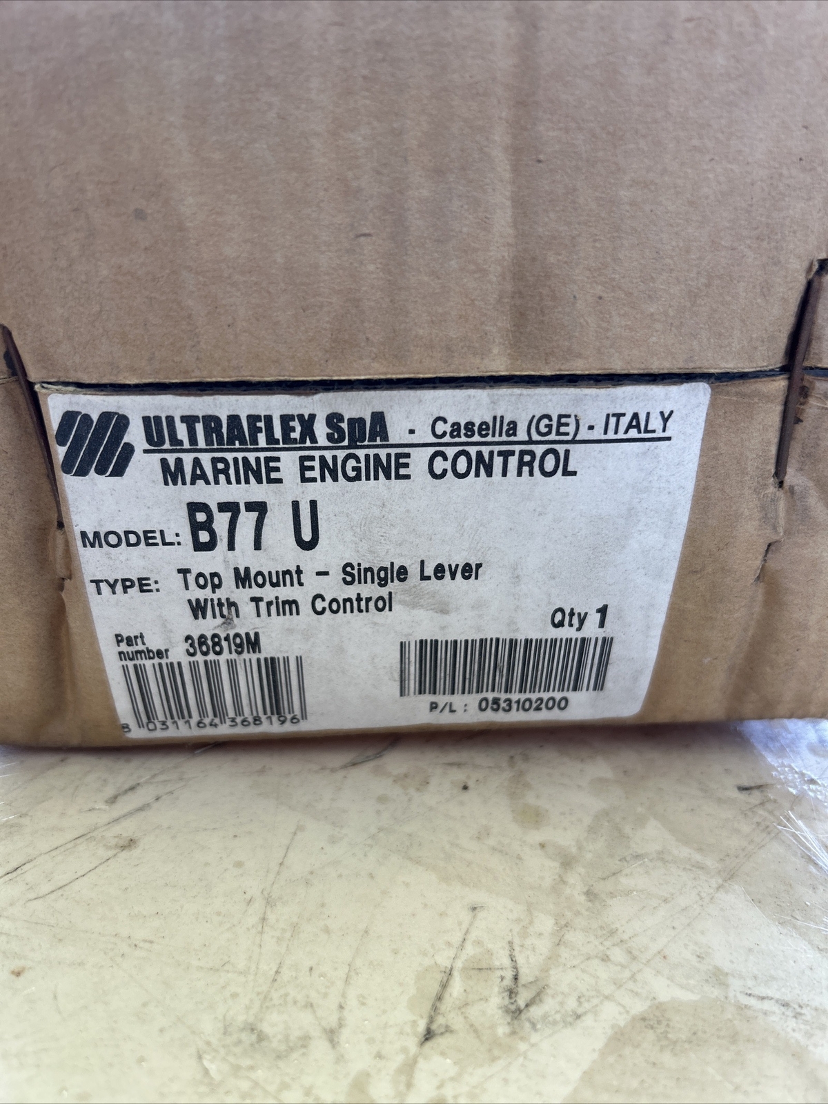 ULTRAFLEX B77 TOP MOUNT SINGLE LEVER CONTROL BOX W/TRIM CONTROL UNDER ...