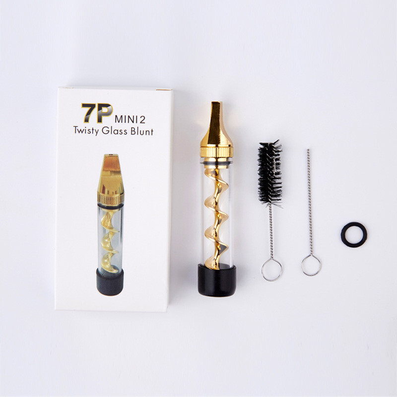 7P MINI 2 Glass Tube Twisty Blunt Smoking Pipe With Brush - Random ...
