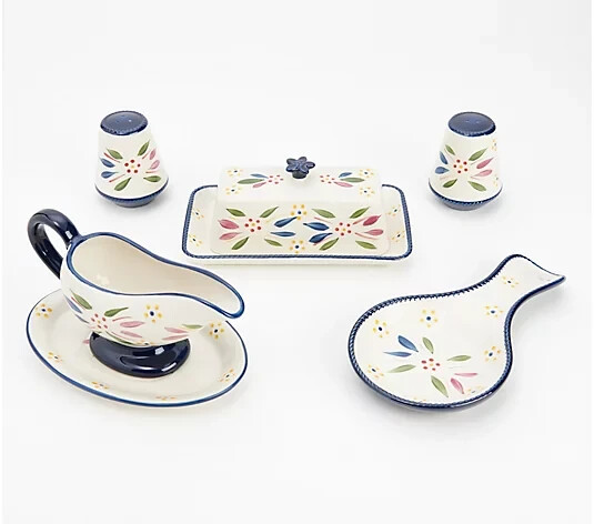 QVC ~ K 33851 TEMPTATIONS OLD WORLD ~ 7 PIECE ACCESSORY SET ~ CONFETTI ...